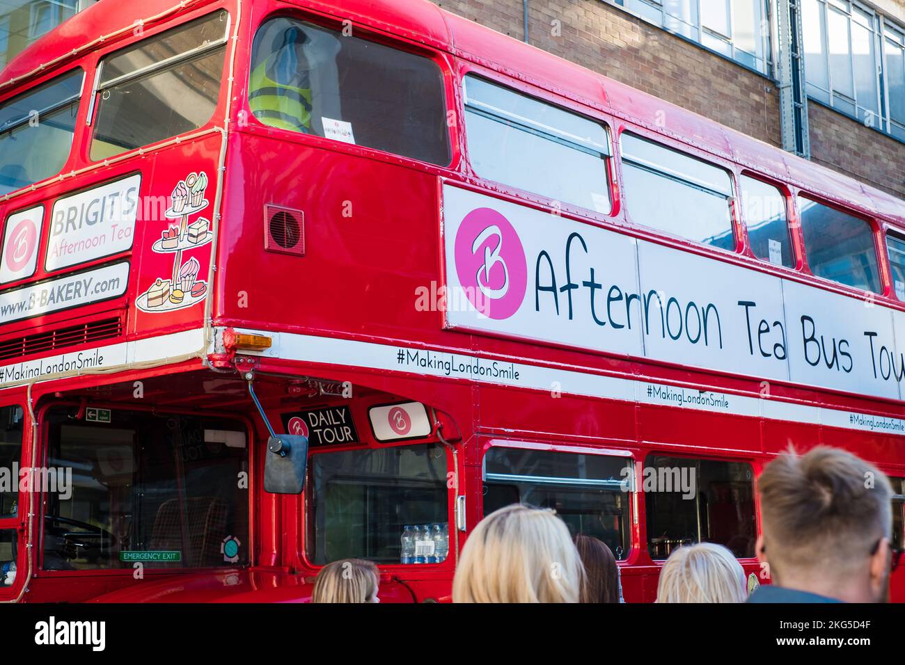 London, UK - November 4, 2022: Red vintage double decker bus used for ...