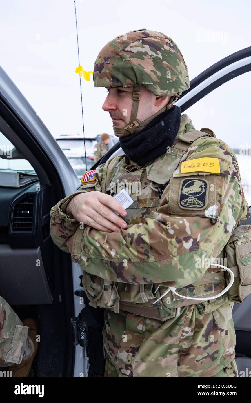 Spc. Devin Greenway, a military police Soldier with Company A, 49th ...