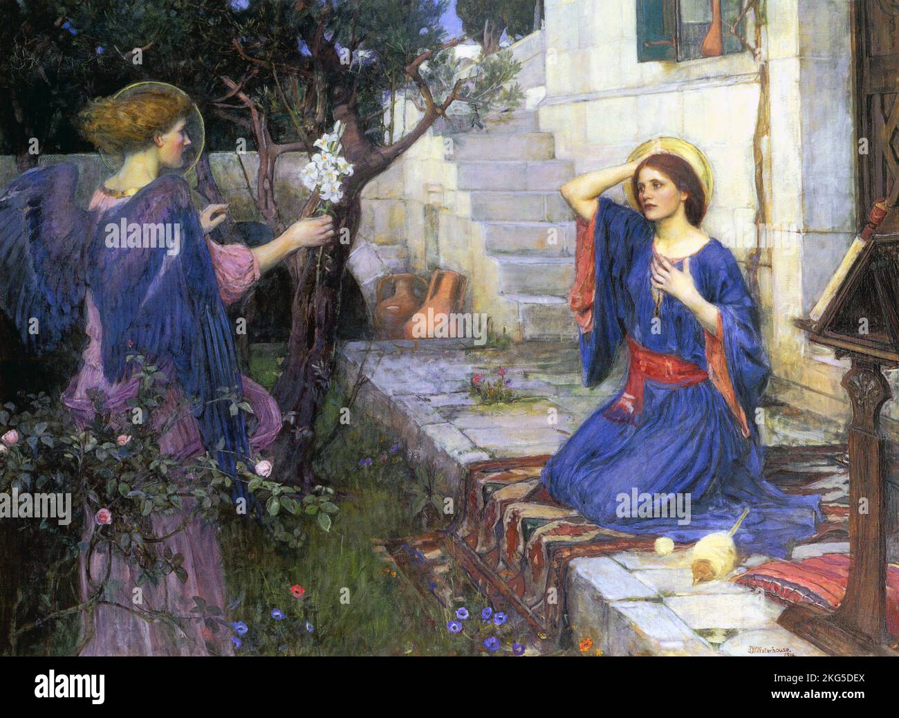 The Annunciation 1914, Painting by John William Waterhouse Stock Photo - Alamy
