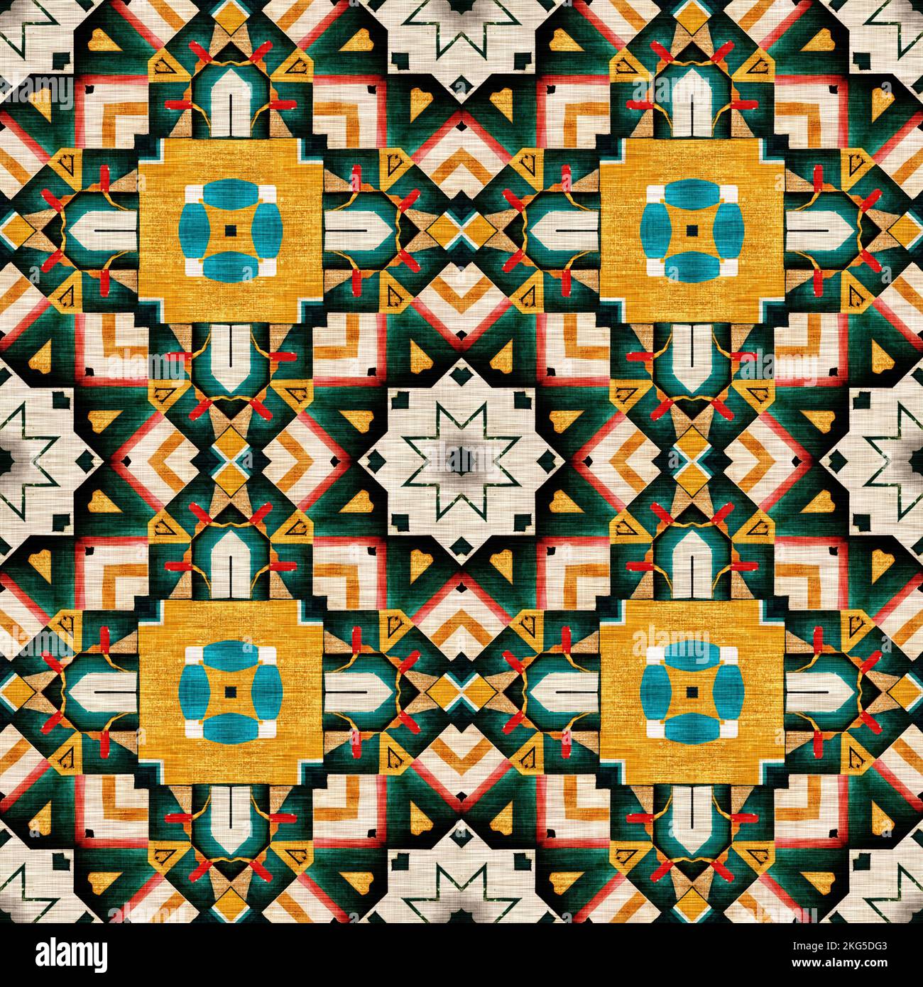 Traditional tile mosaic seamless pattern print. Fabric effect mexican ...