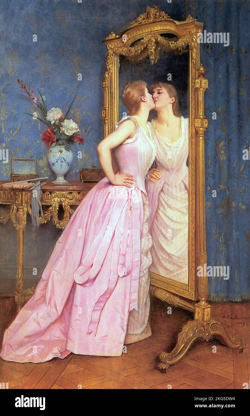 Vanity, 1870, Painting by Auguste Toulmouche Stock Photo - Alamy