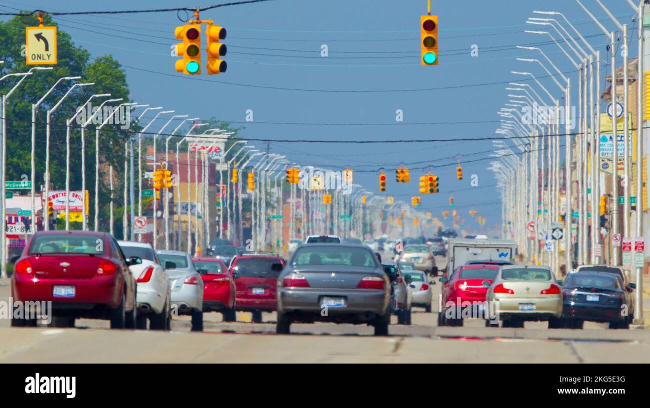 Gratiot Avenue In Detroit, Michigan, USA, seen from its intersection ...