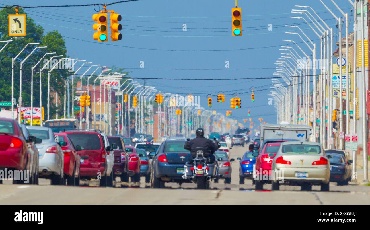 Gratiot Avenue In Detroit, Michigan, USA, seen from its intersection ...