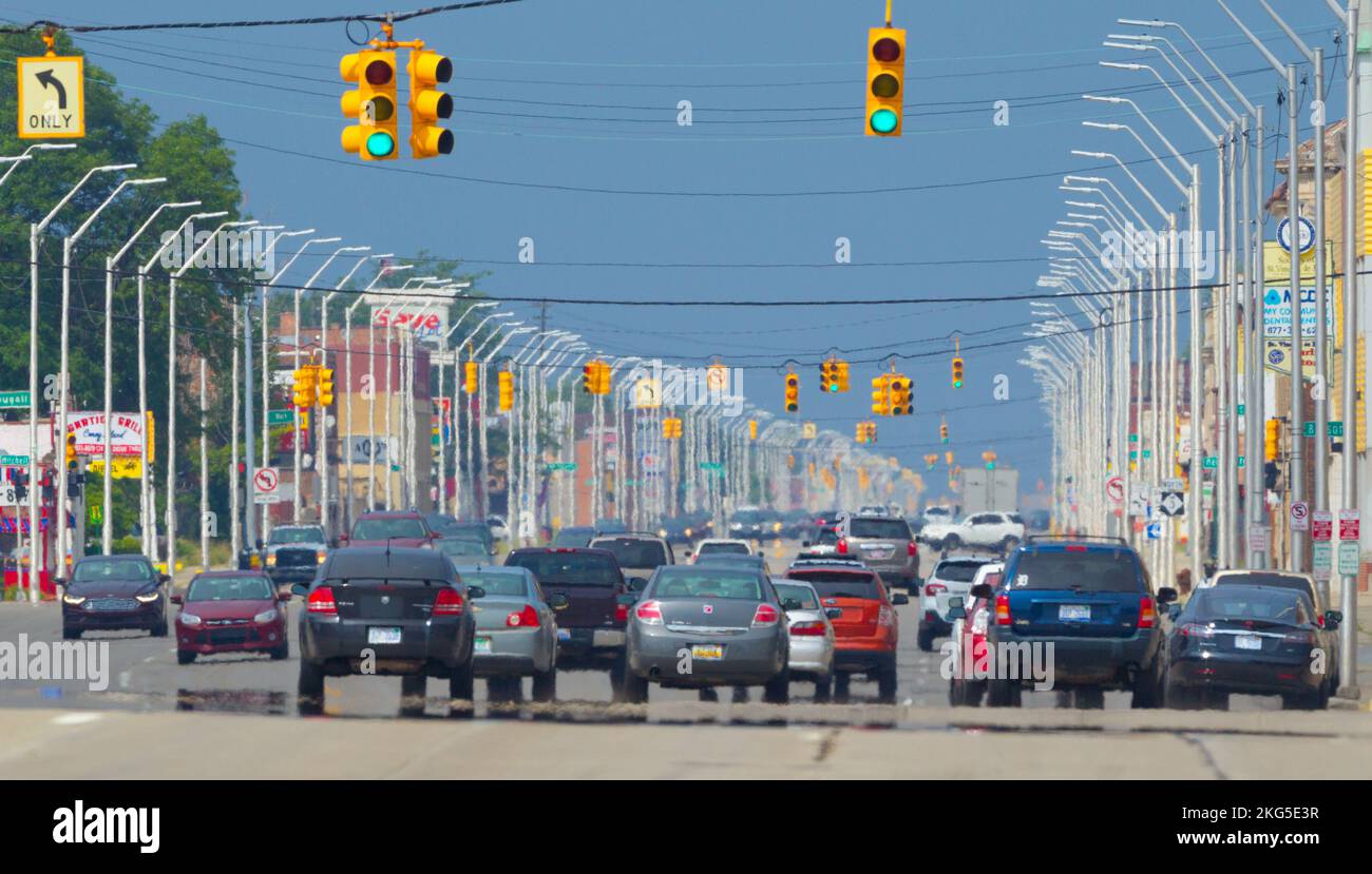 Gratiot Avenue In Detroit, Michigan, USA, seen from its intersection ...
