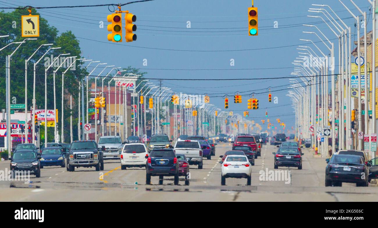 Gratiot Avenue In Detroit, Michigan, USA, seen from its intersection ...