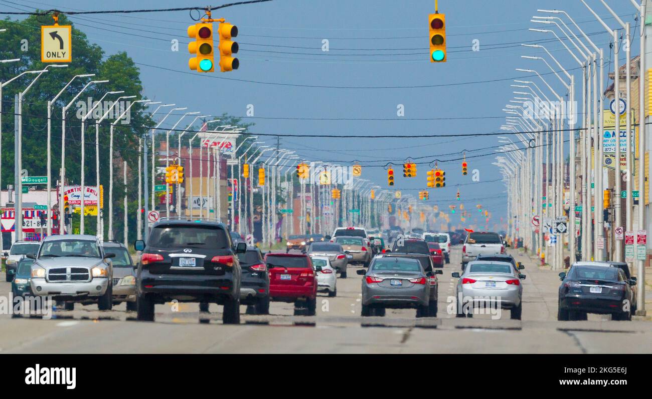 Gratiot Avenue In Detroit, Michigan, USA, seen from its intersection ...