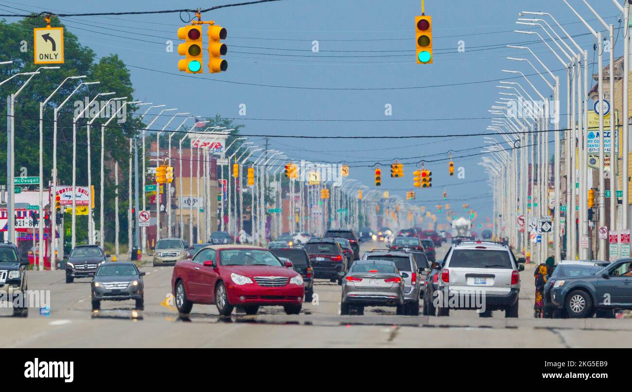 Gratiot Avenue In Detroit, Michigan, USA, seen from its intersection ...