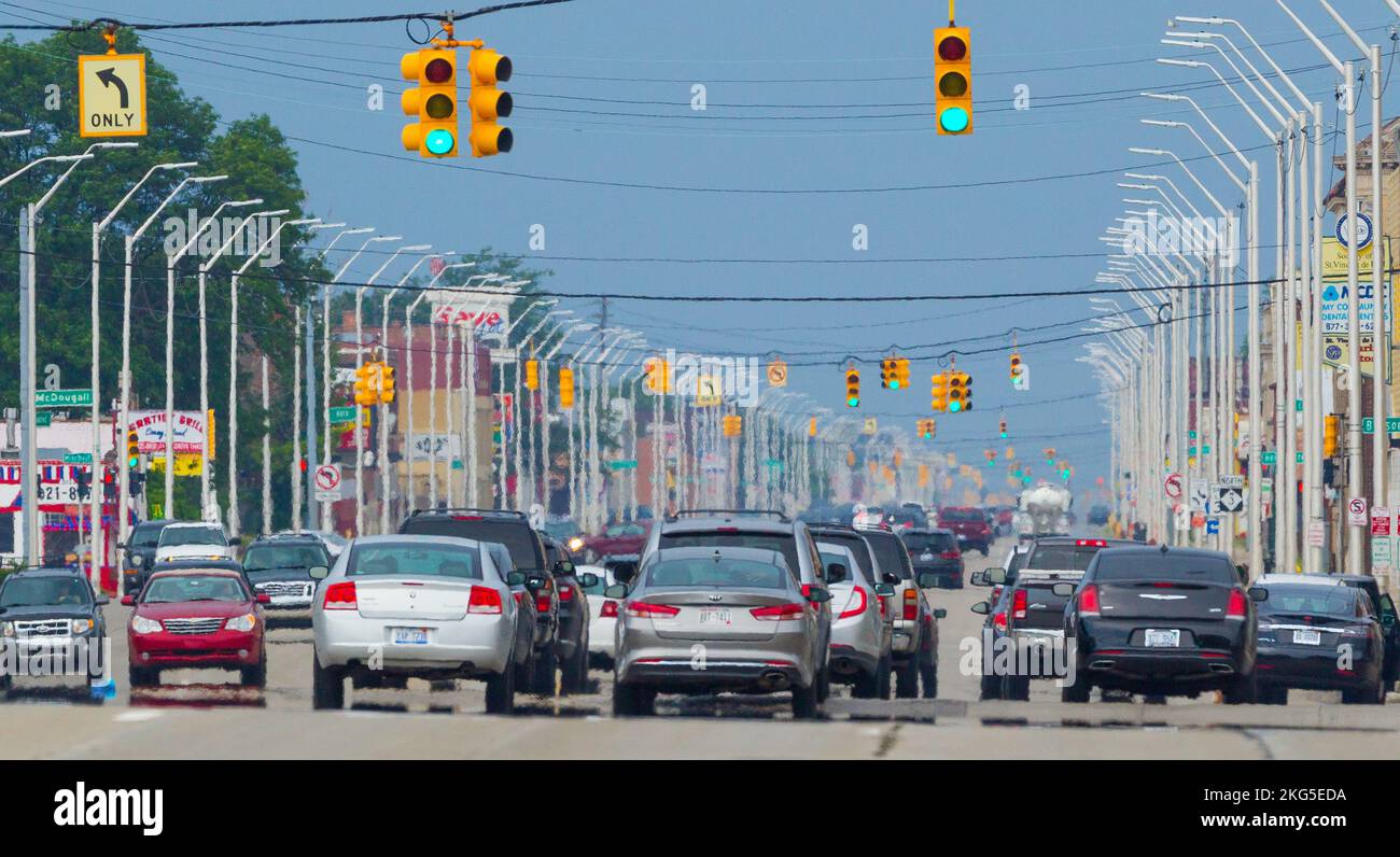 Gratiot Avenue In Detroit, Michigan, USA, seen from its intersection ...