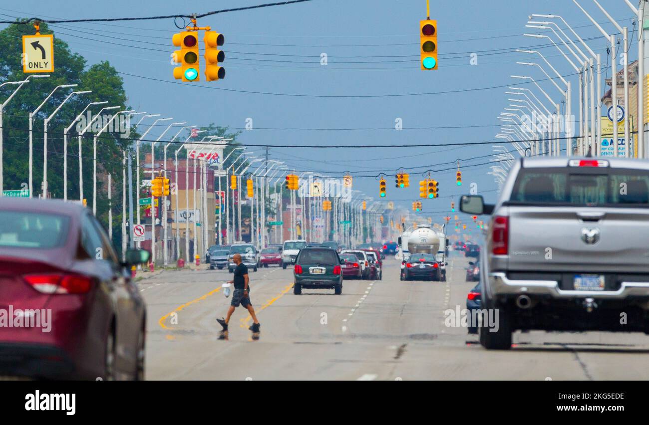 Gratiot Avenue In Detroit, Michigan, USA, seen from its intersection ...