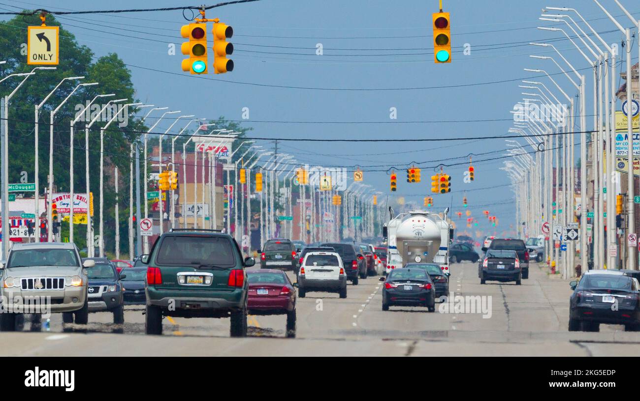 Gratiot Avenue In Detroit, Michigan, USA, seen from its intersection ...