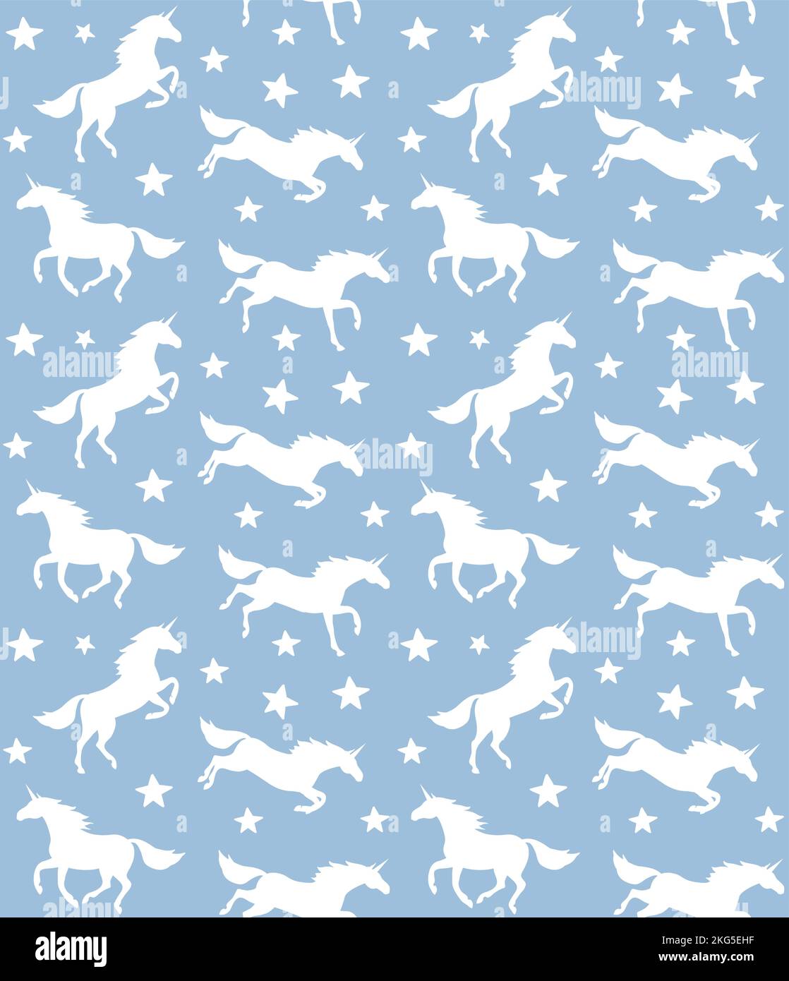 Vector seamless pattern of hand drawn flat unicorn silhouette isolated on blue background Stock ...