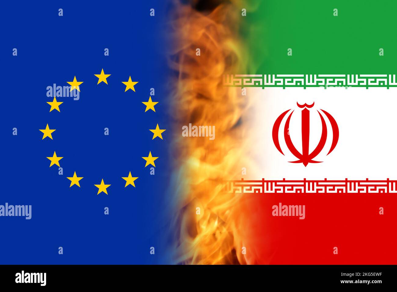 Defocus Iran sanctions concept. Iranian flag, concept on the topic of ...