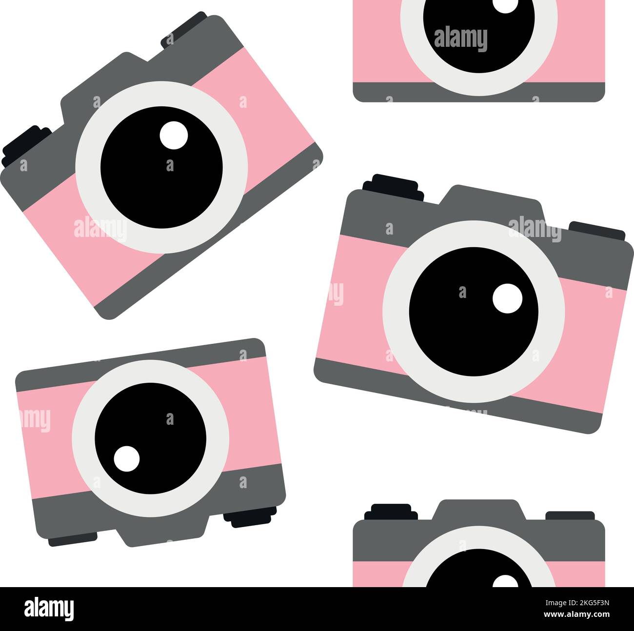 Vector seamless pattern of pink flat photo camera isolated on white ...