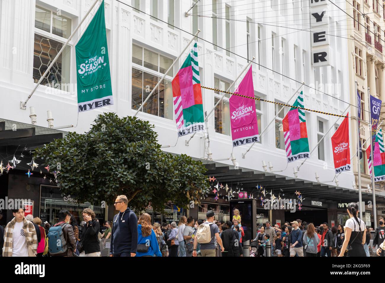 Myer department store in Bourke street Melbourne, Christmas shoppers ...