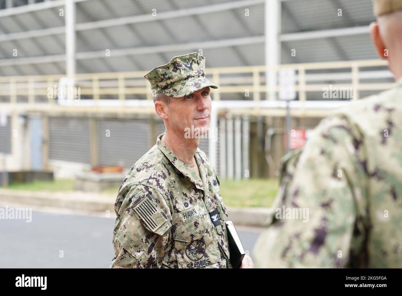 Capt. Eric J. Hawn, commanding officer, NAVFAC Washington, during a ...