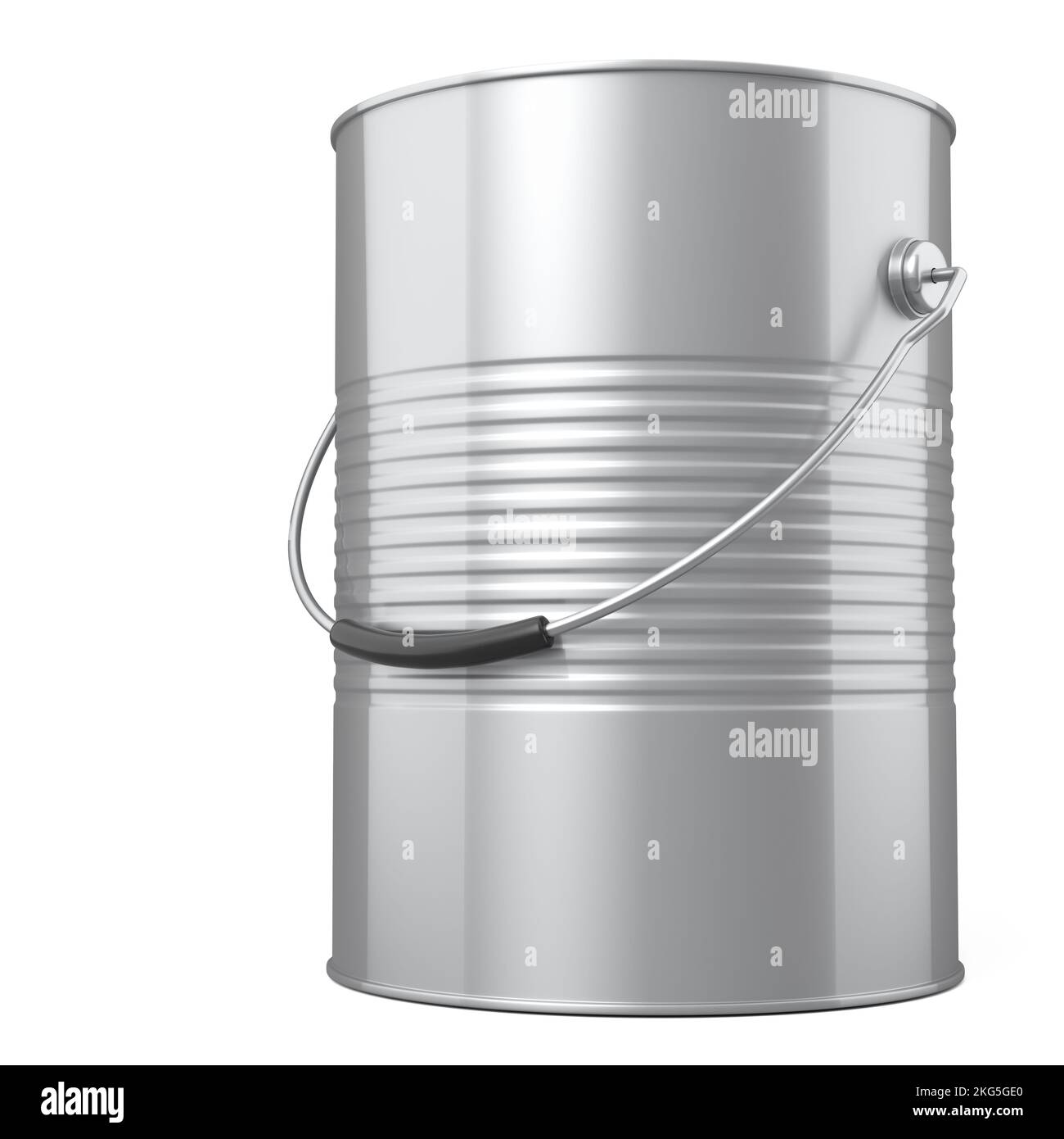 Closed metal can or buckets of paint with handle on white background ...