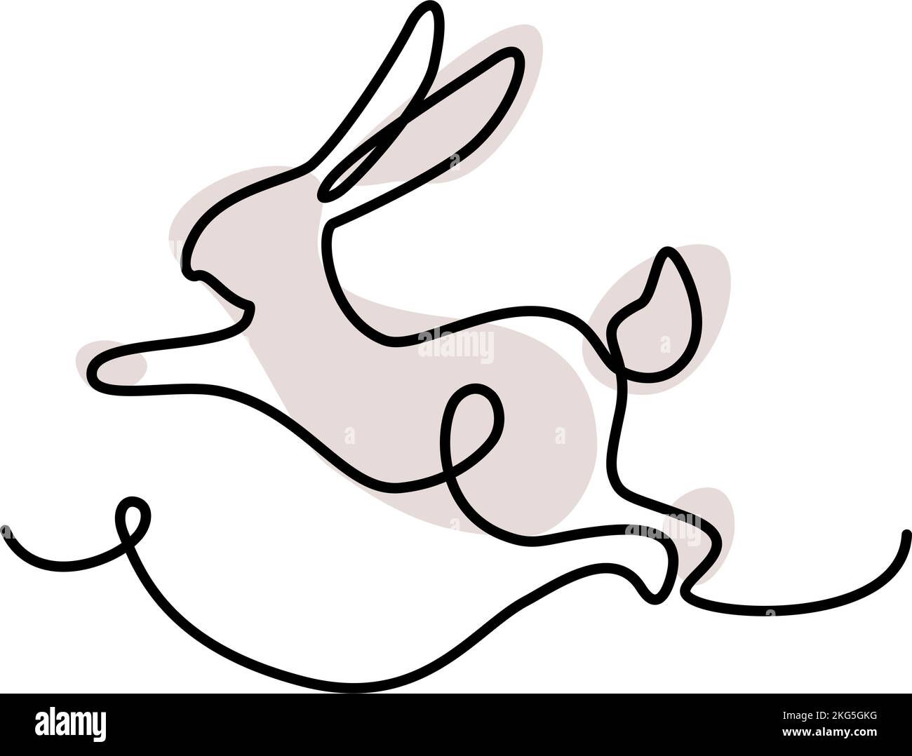 Jumping Bunny as the symbol of the New Year in one solid line and spots ...