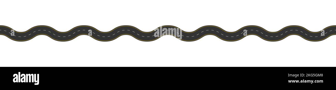 Empty curved road with marking. Aerial view. Seamless highway template ...