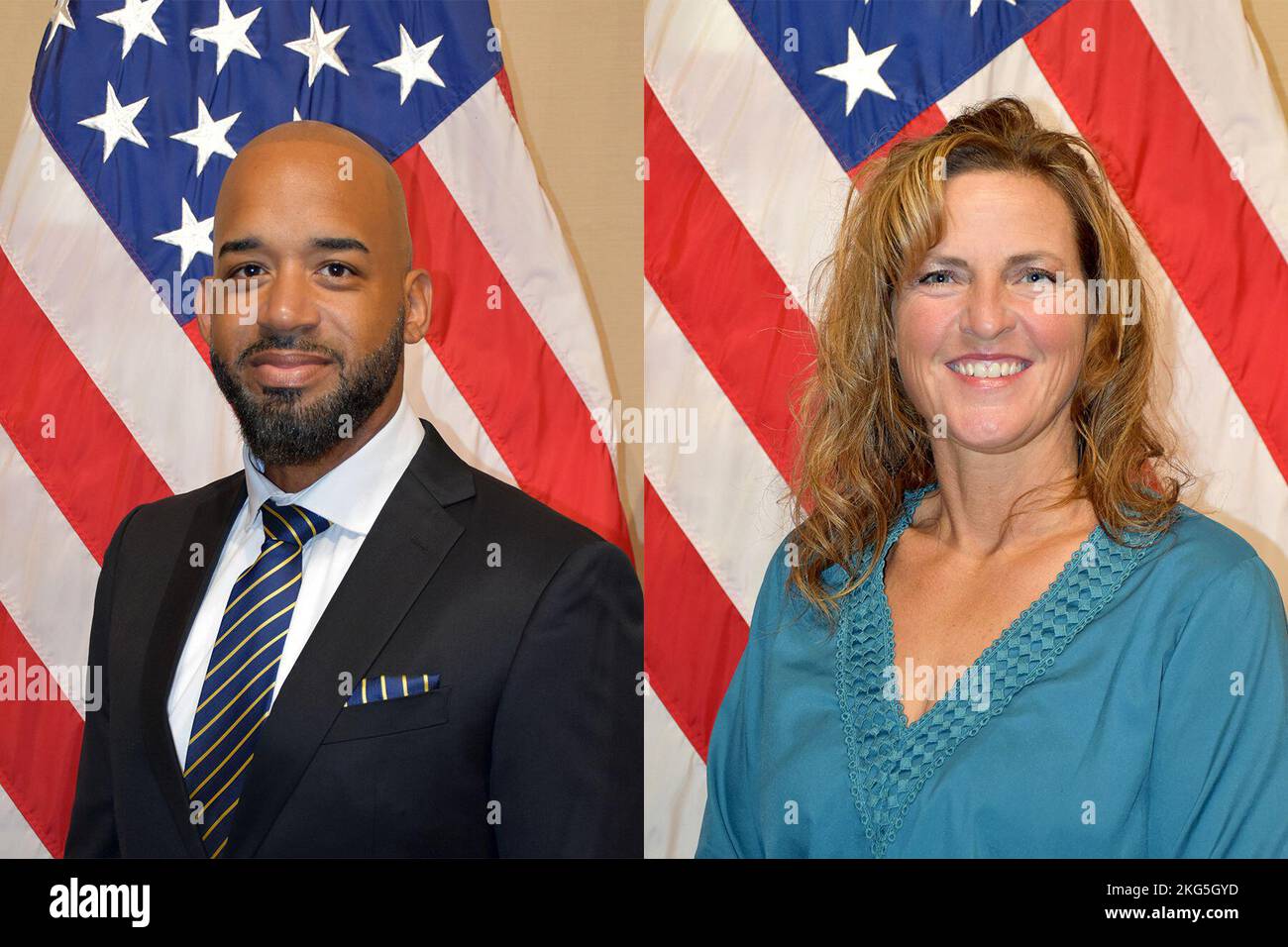 Ken W. Evelyn (left), a Functional Area 40 force manager, and April S ...