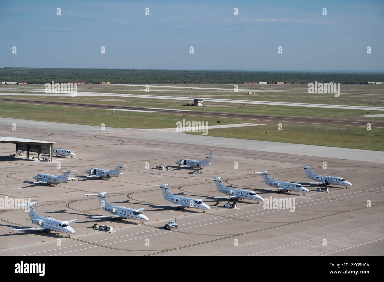T-1 Jayhawk sit on the flight line at Laughlin Air Force Base, Texas ...