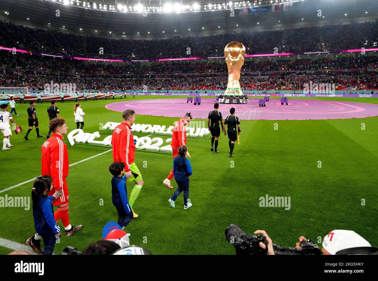 Players make their way out onto the pitch ahead of the FIFA World Cup ...