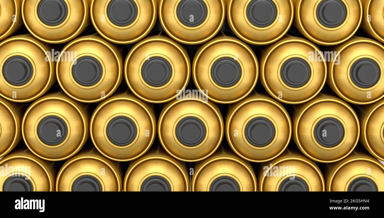 Set of spray paint cans in row on white background. Spray bottle and ...
