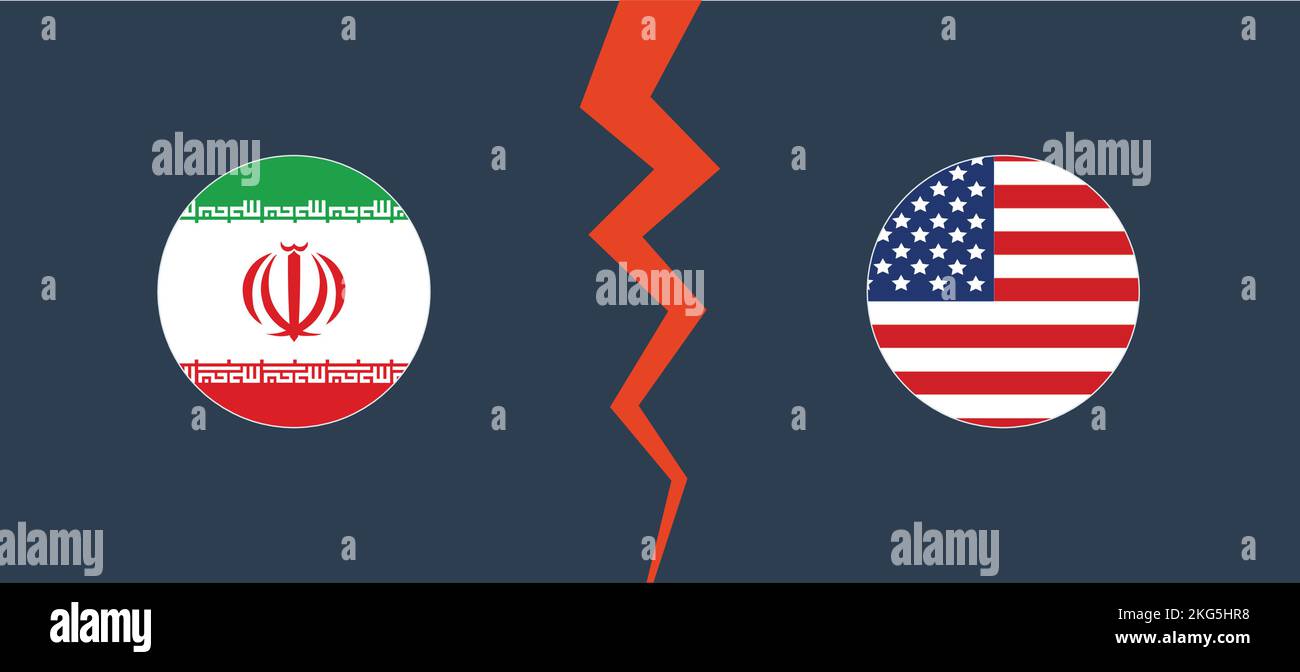 Iran vs USA flag background. Concept of opposition, competition, and ...