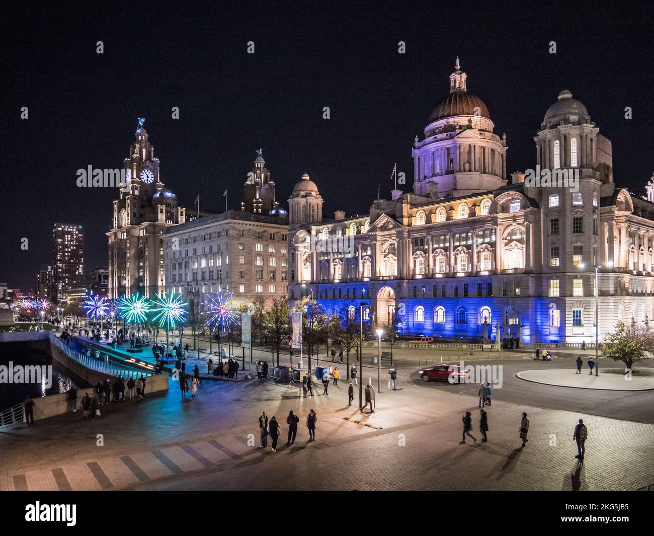 Street scenes around Pier Head and the Three Graces Buildings in the ...