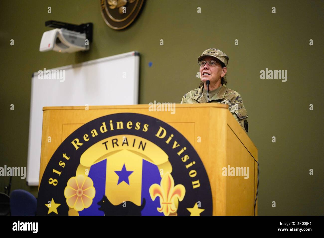 Lt. Gen. Jody J. Daniels gives a speech during Maj. Gen. Bob D. Harter ...