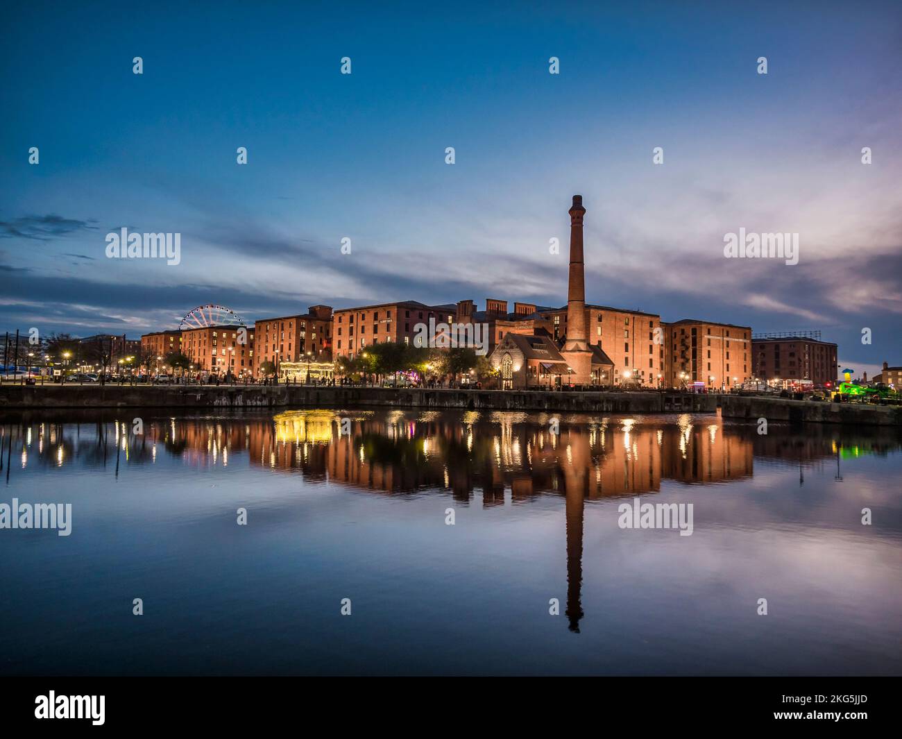 Night-time street scene in the port city of Liverpool seen here at the ...