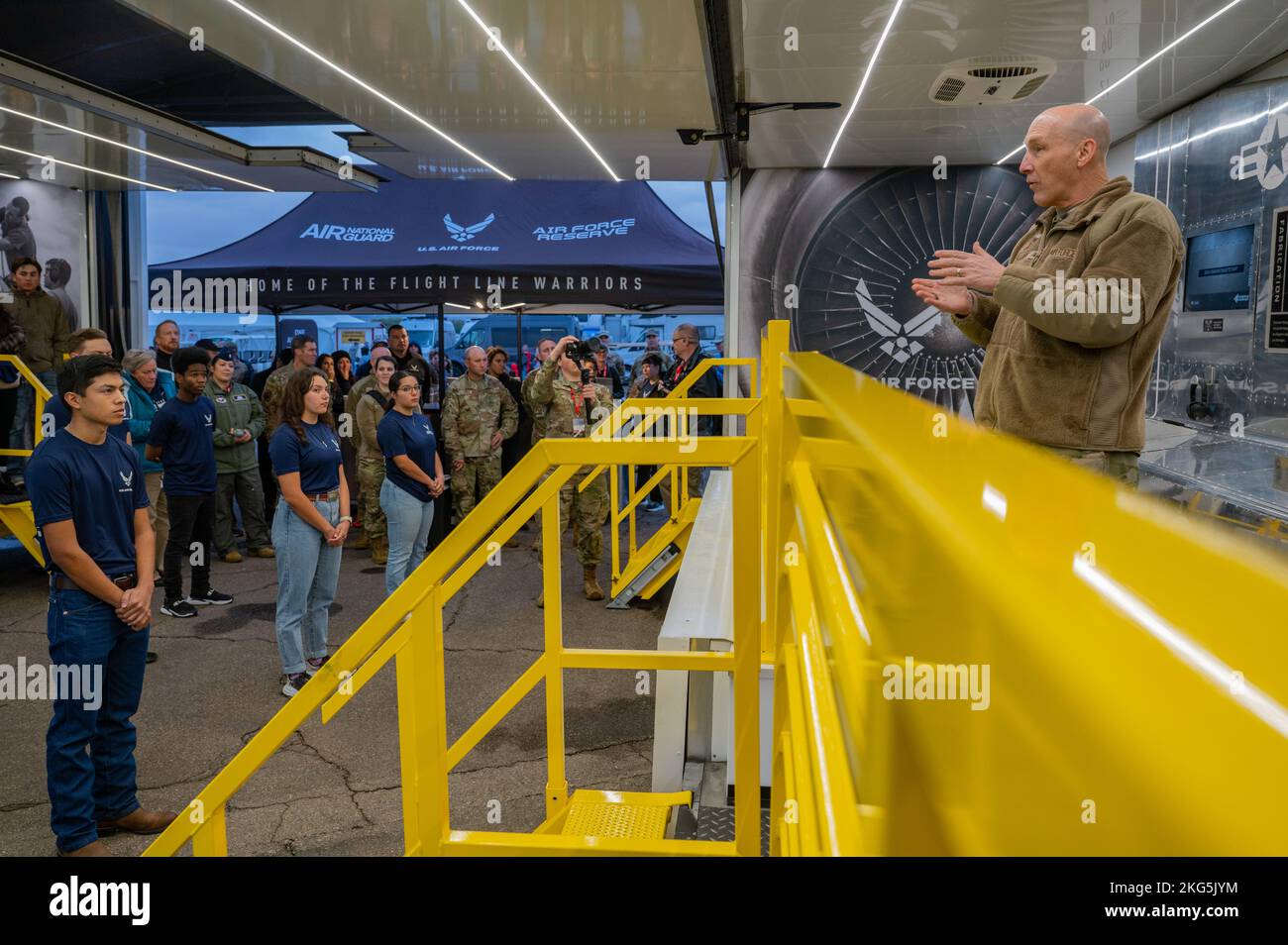 Air Force Vice Chief of Staff Gen. David W. Allvin addresses members of ...