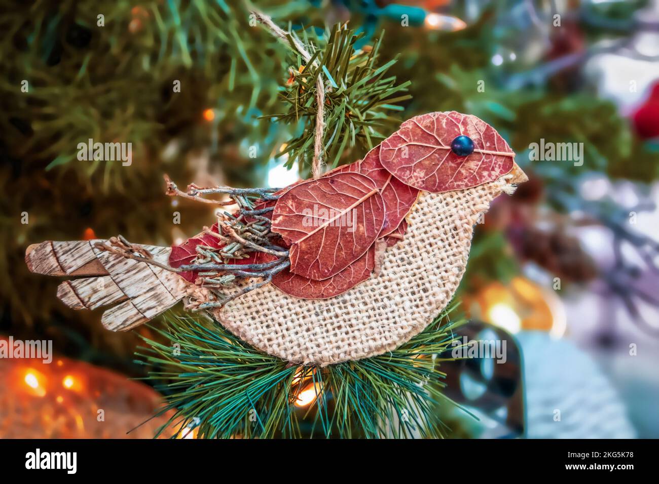 Rustic Christmas Decoration of bird made from leaves and twigs and ...