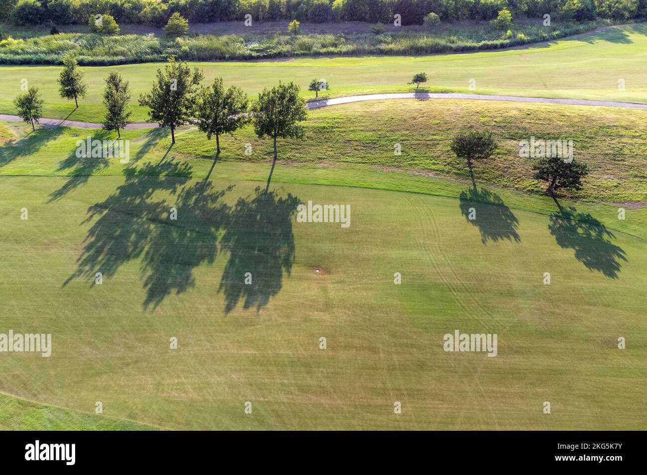 Top aerial view of beautiful park, green zone. Birds eye and drone ...