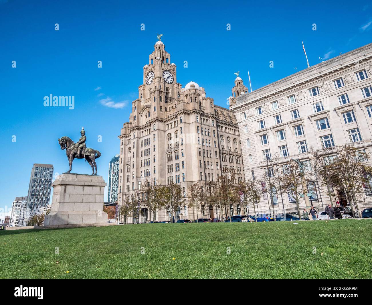 Street scenes in Liverpool seen here from the Pier Head promenade area ...