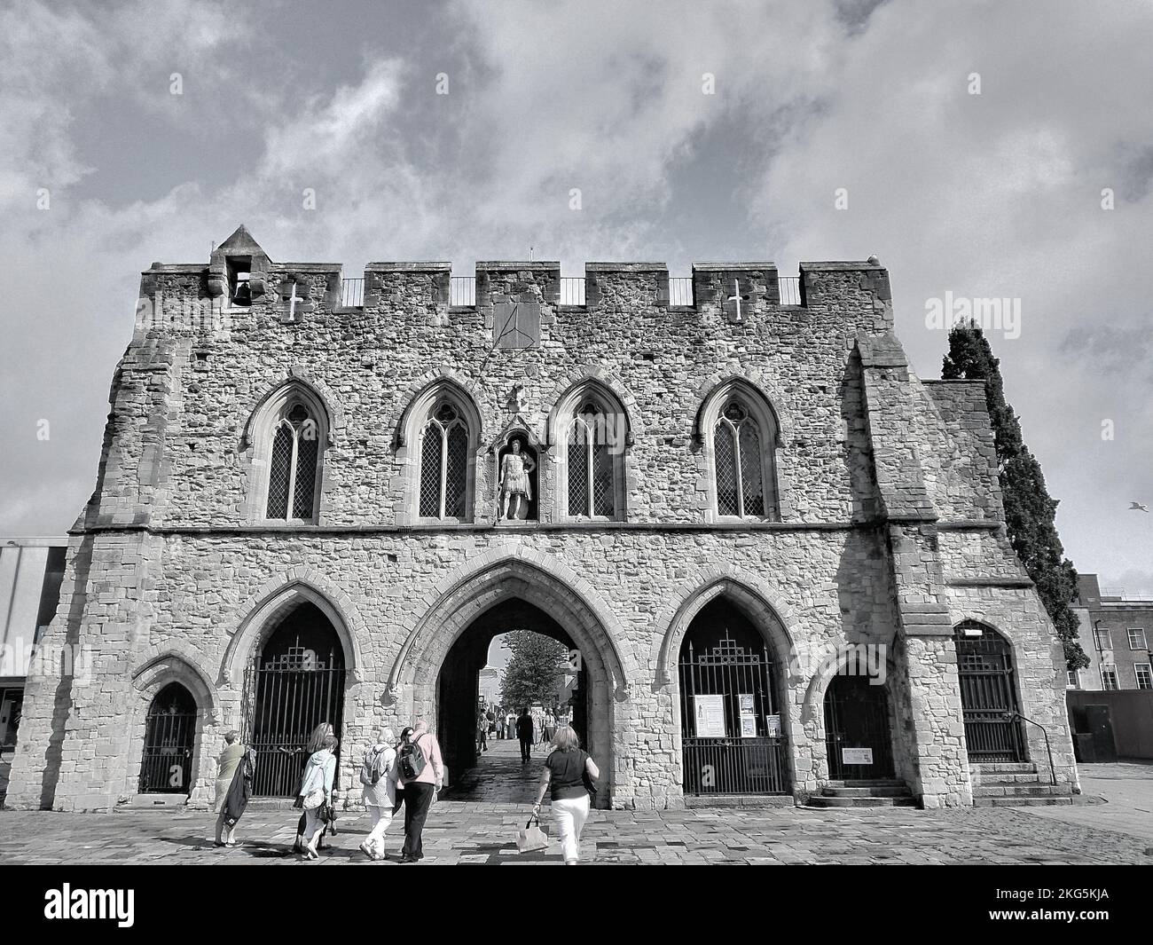 The stone parapets and rooms above the formidable Bargate, the medieval ...