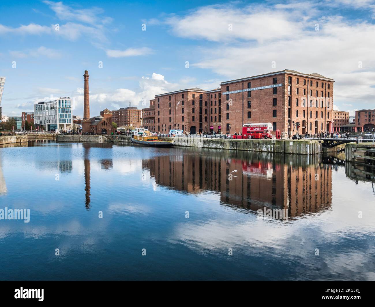 Street scene in Liverpool seen here from the Albert Dock area looking ...