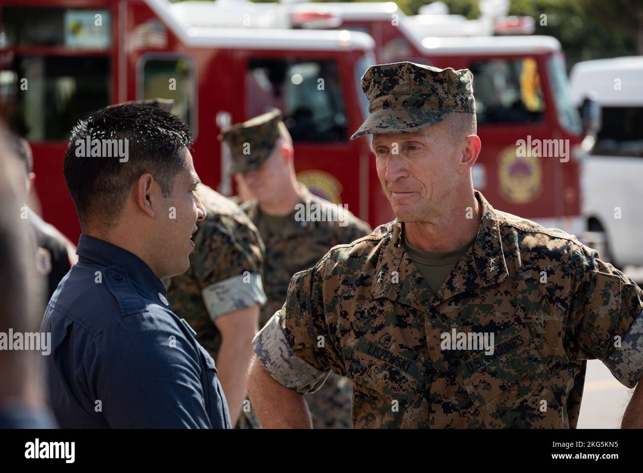 U.S. Marine Corps Maj. Gen. Stephen E. Liszewski, right, the commanding ...