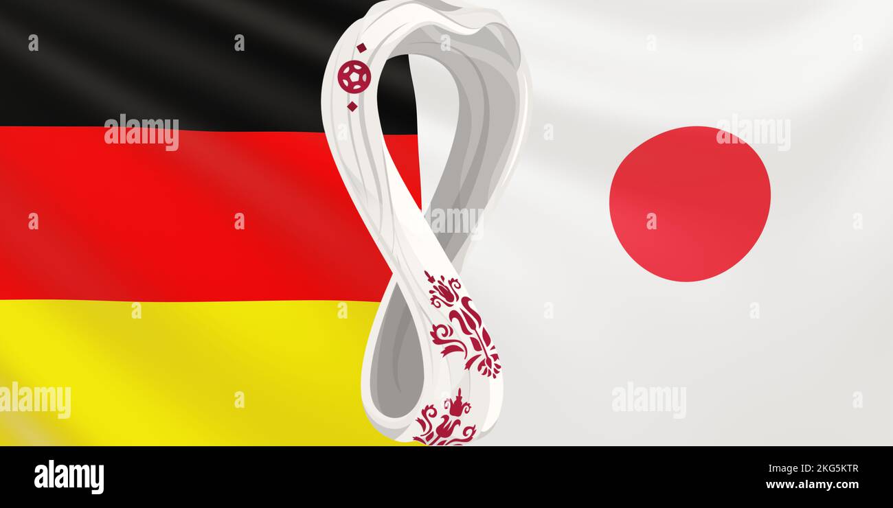 Render of the flag of the national football teams Germany vs Japan at ...