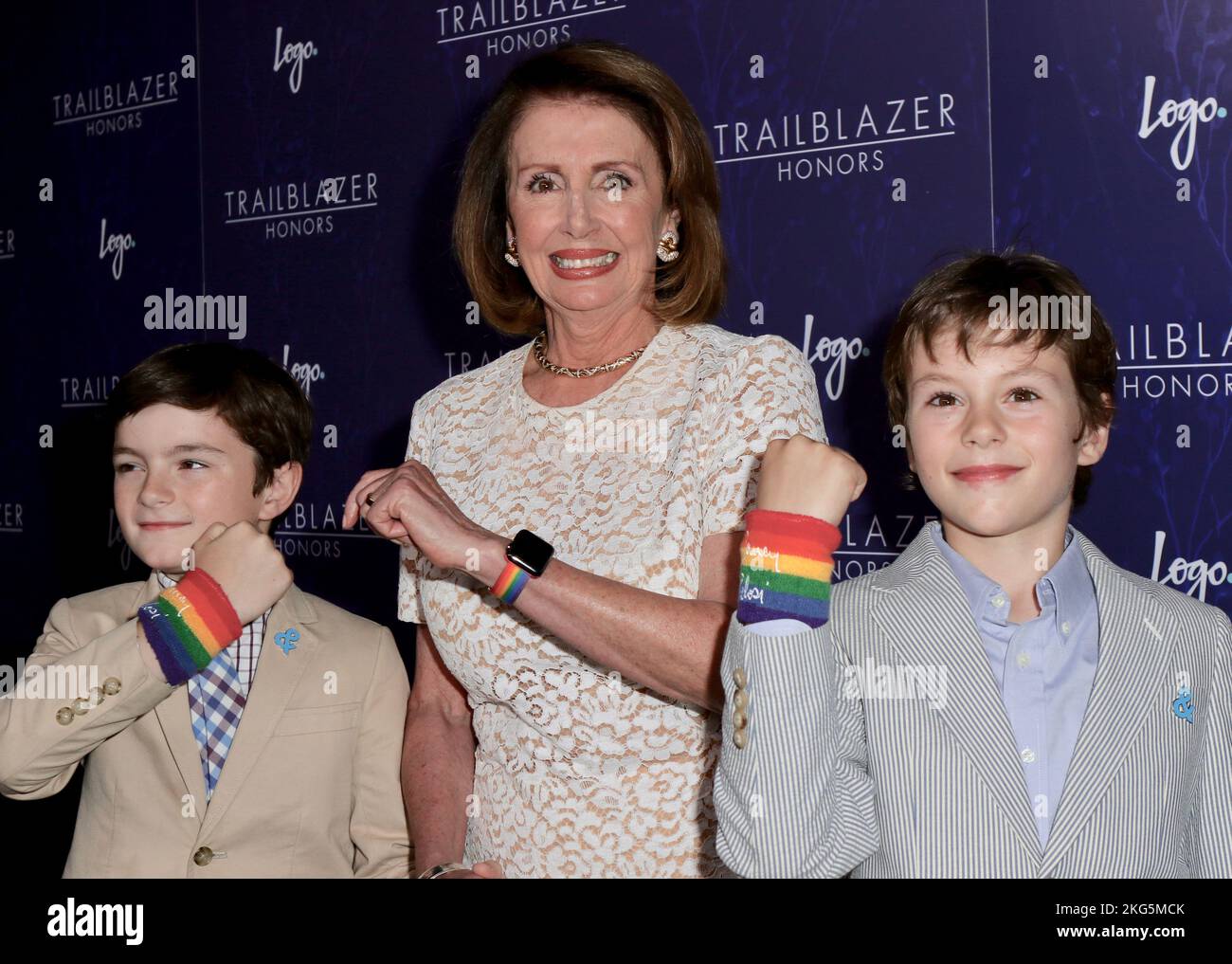 NEW YORK, NY - JUNE 22: Thomas Vos, Nancy Pelosi, Paul Vos attends Logo ...