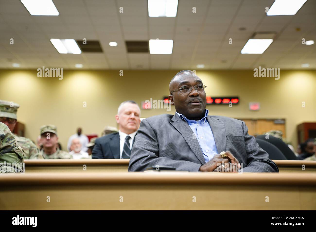 Command Sgt. Maj. (Ret) Levi Maynard looks on during the assumption of ...