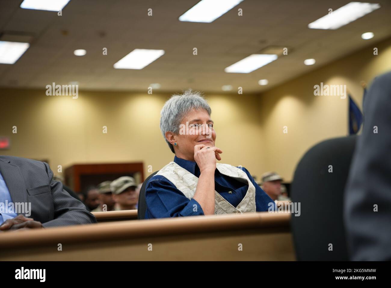 Brig. Gen. (Ret) Jan Haigler smiles during the assumption of command ...