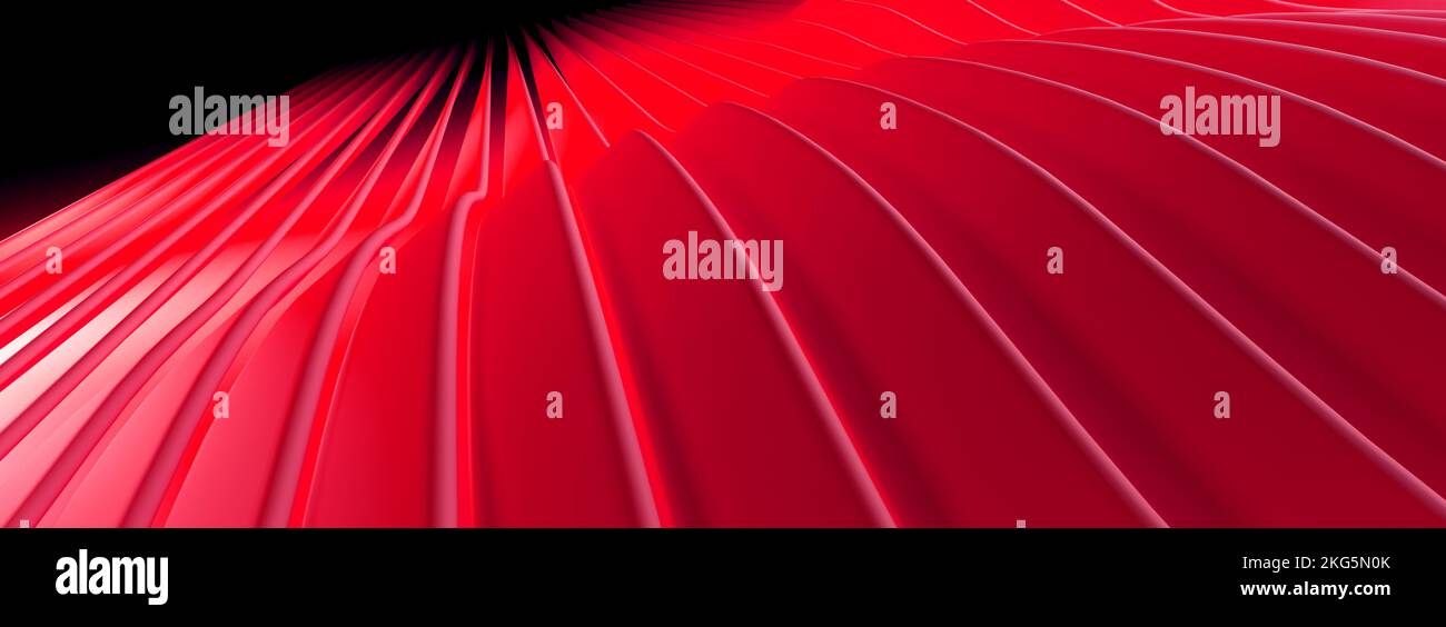 Perspective view of textured abstract shiny surface of red color with ...