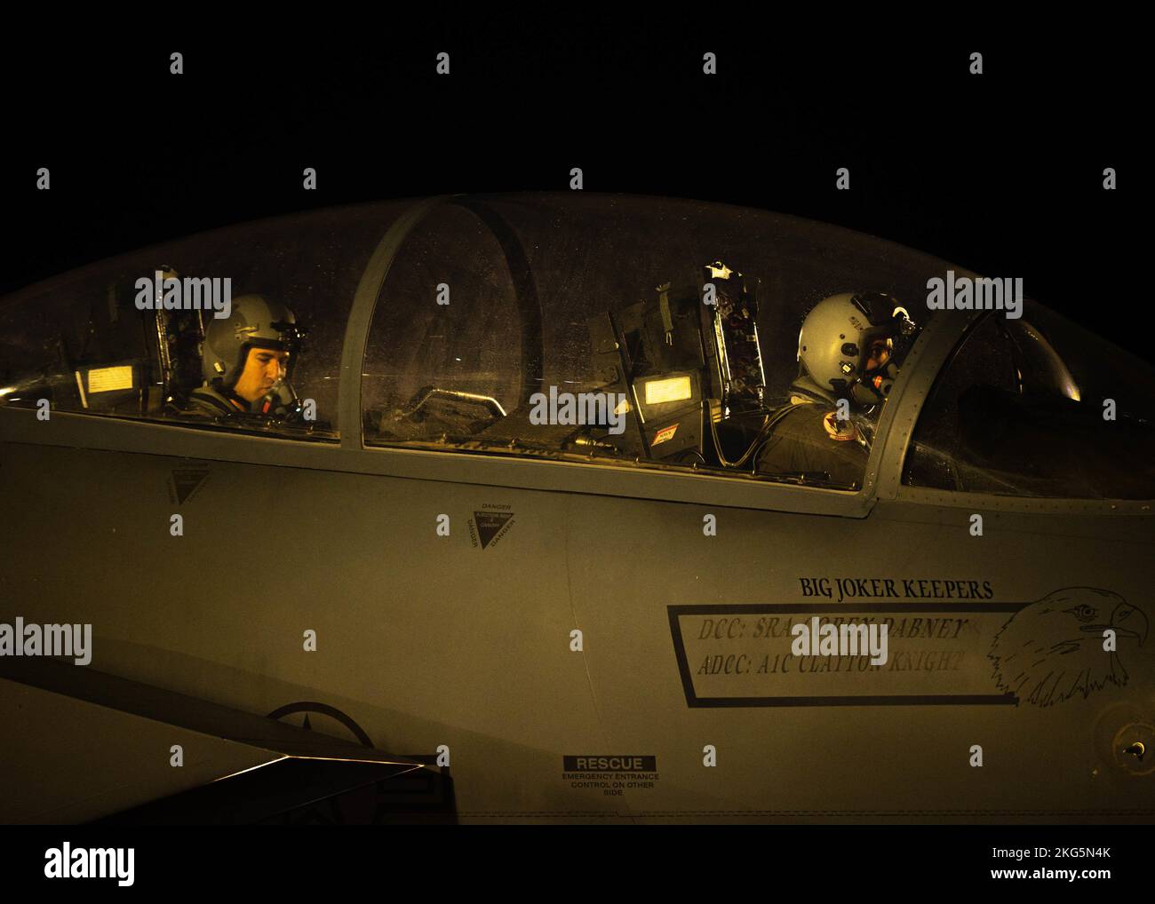 A U.S. Air Force F-15E Strike Eagle pilot and weapons system operator ...