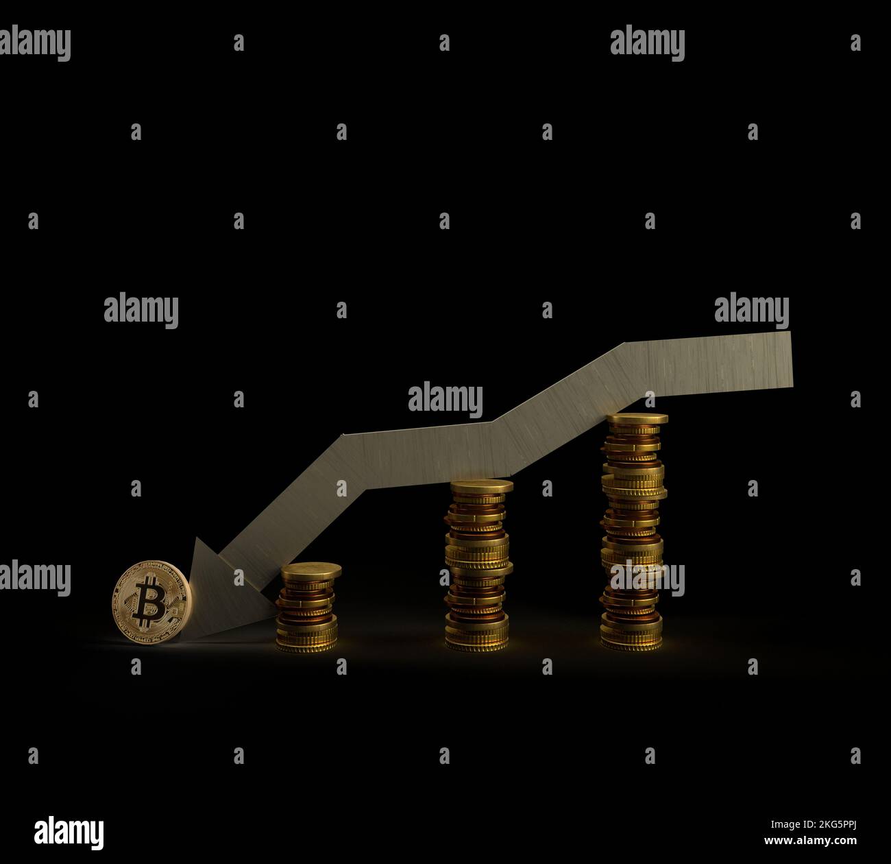 Coin money golden arrow down bitcoin btc symbol business economy graph ...