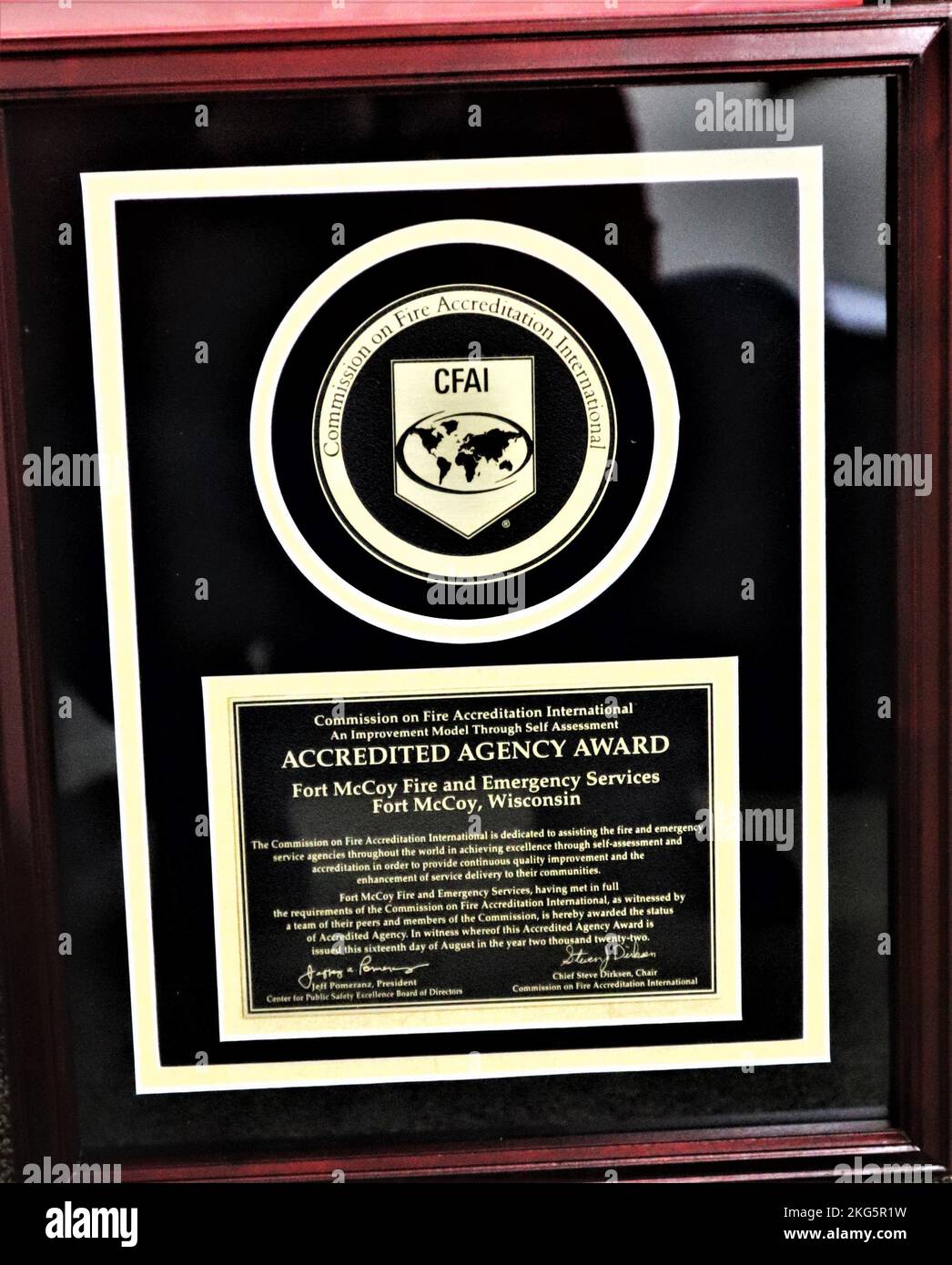 The award for accreditation by the Commission on Fire Accreditation ...
