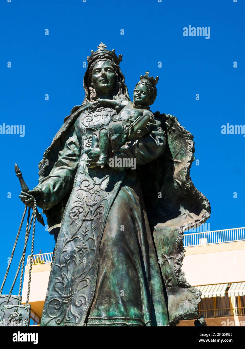 Statue of the Virgin Mary as Stella Maris, the star of the sea with ...