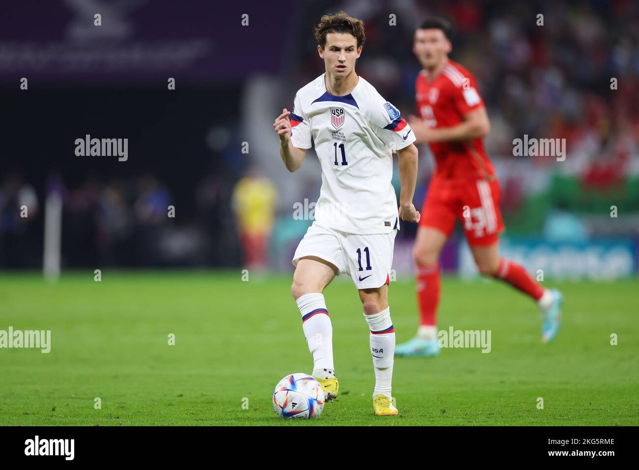 Al Rayyan, Qatar. 21st Nov, 2022. Brenden Aaronson (USA) Football ...