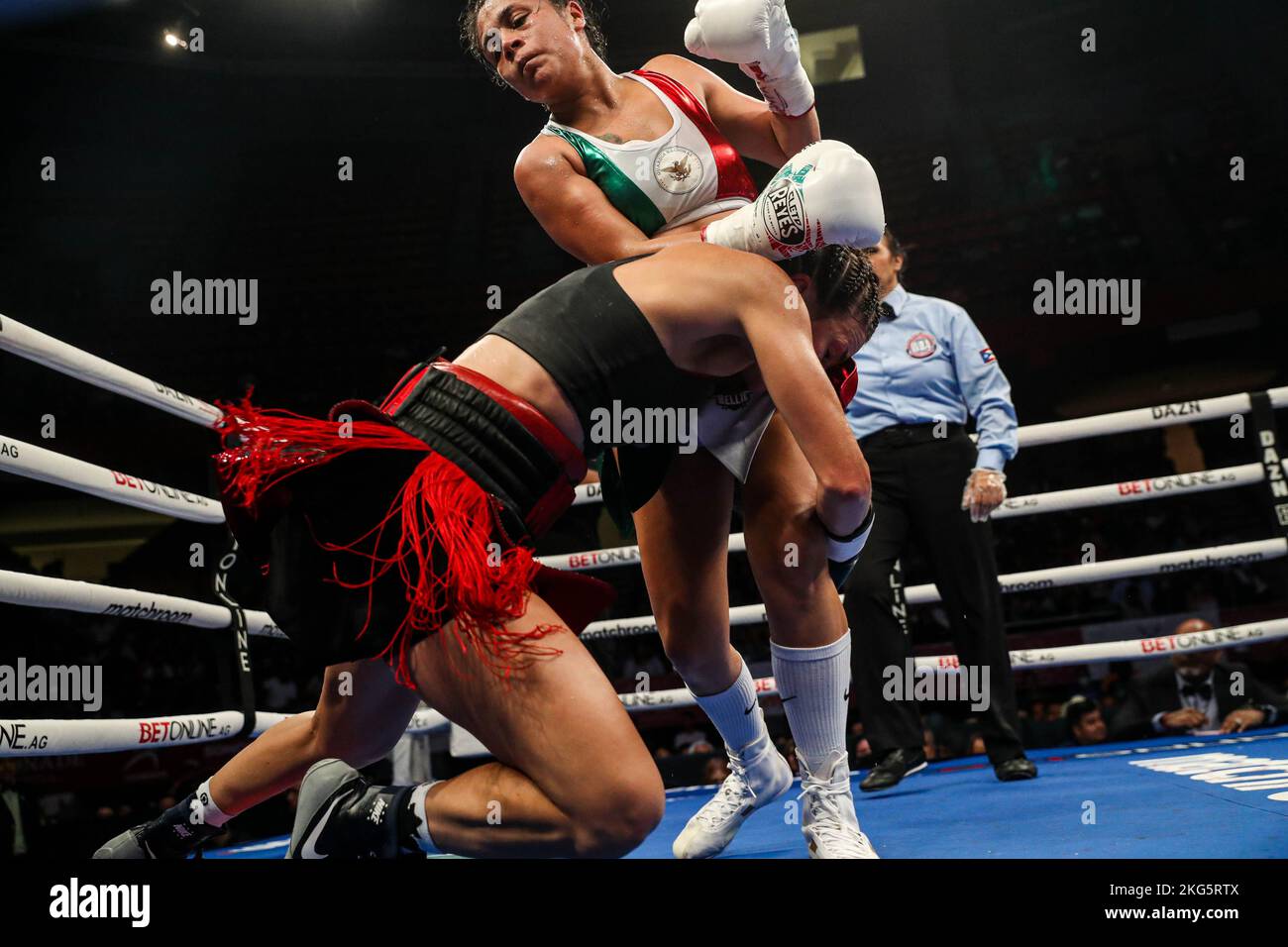 HERMOSILLO, MEXICO - SEPTEMBER 03: Érika 'Dinamita' Cruz (Green white and red) fights against ...