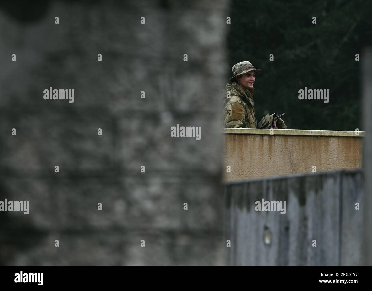 A U.S. Air Force tactical air control party Airman with the 5th Air ...