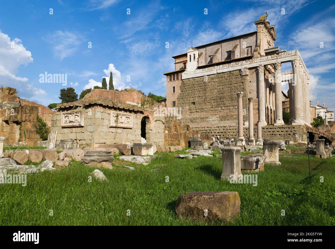 Roman Forum ruins with remnants of the Basilica Aemilia, Temple of ...